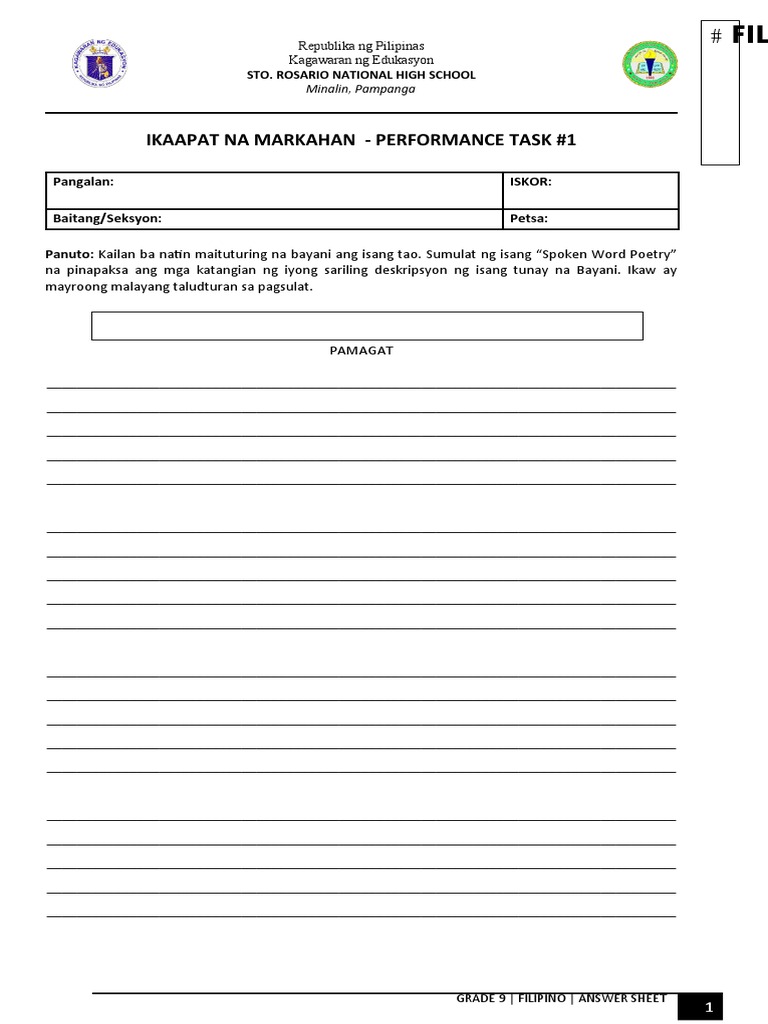 Performance Task #1 | PDF