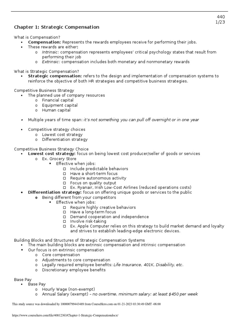 Strategic Compensation Overview | PDF | Cost Of Living | Performance ...
