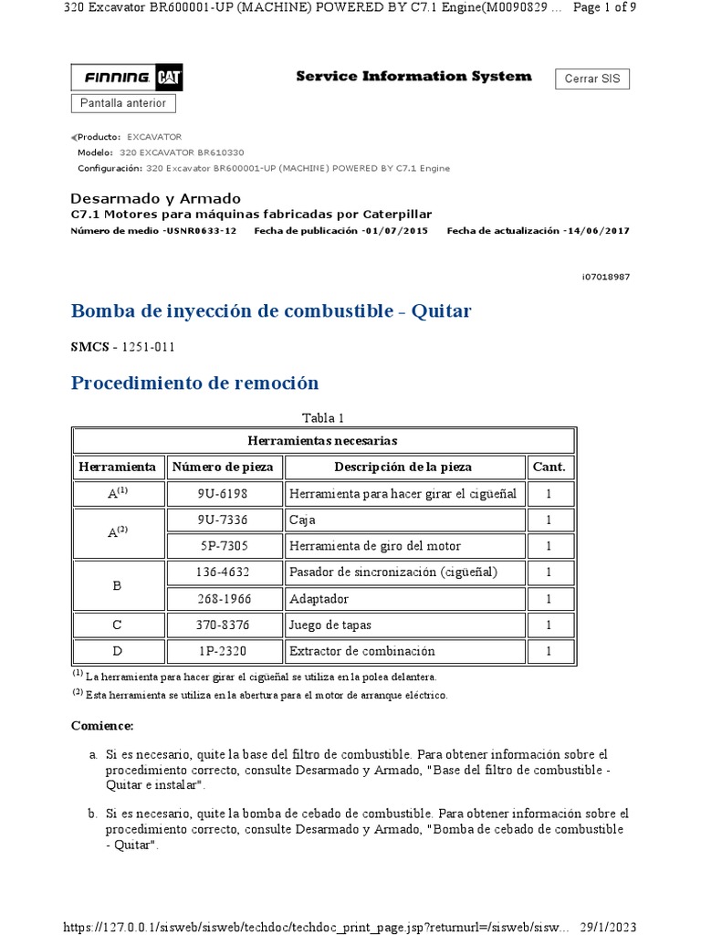 Bomba Inyeccion Quitar-C7.1 | PDF | Inyección de combustible | Bomba