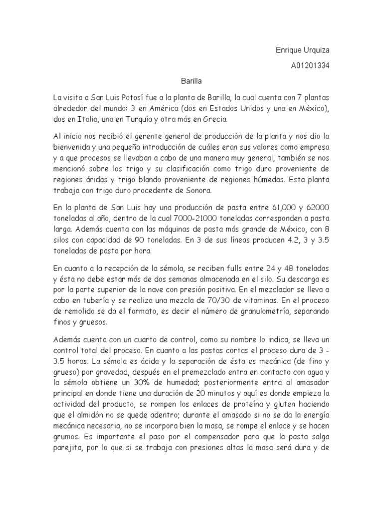 Barilla | PDF | Trigo | Pasta