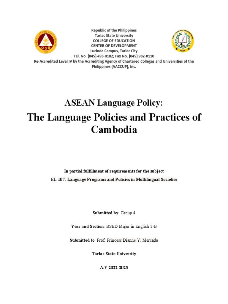 Group 4 The Language Policies and Practices of Cambodia | PDF ...
