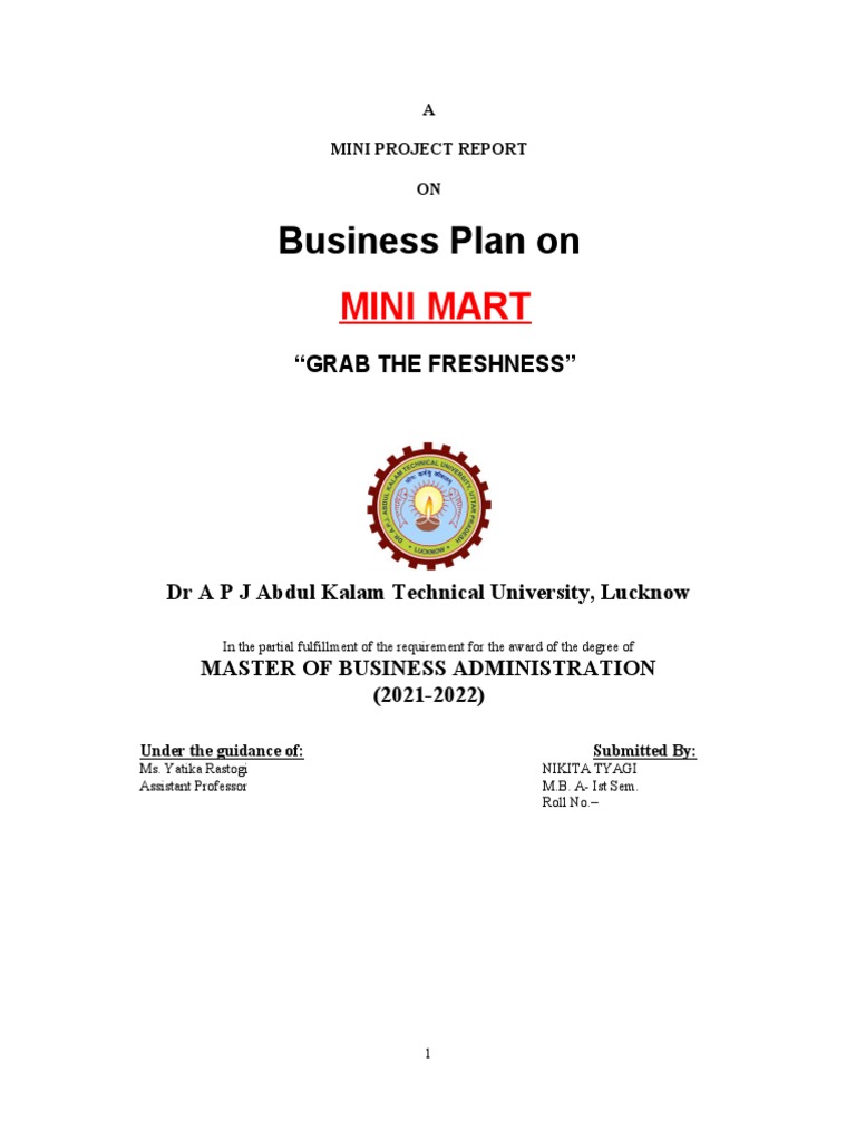 Business Plan On Mini Mart Nikita Mini Project (2072) 2 | PDF ...