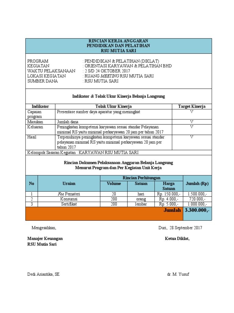 Tabel Rka | PDF | Karier & Perkembangan | Bisnis