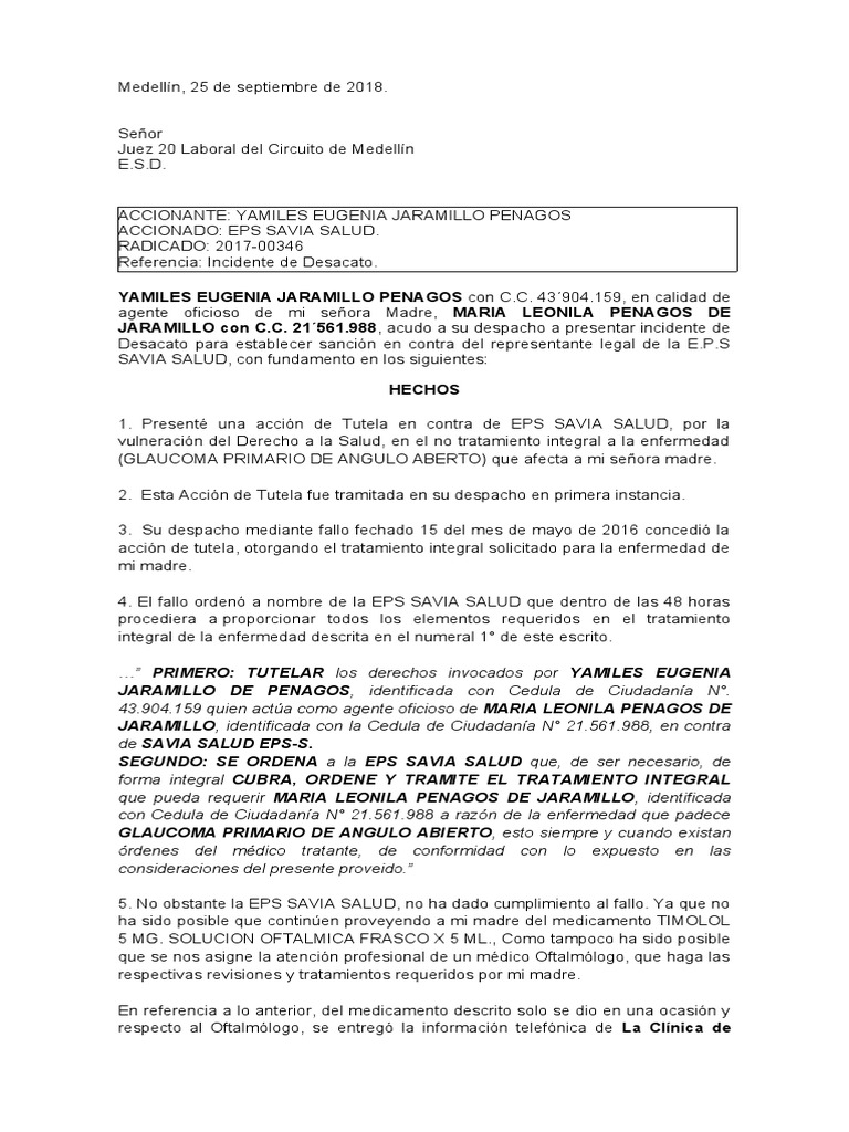 Incidente de Desacato | PDF | Caso de ley | Sentencia (ley)