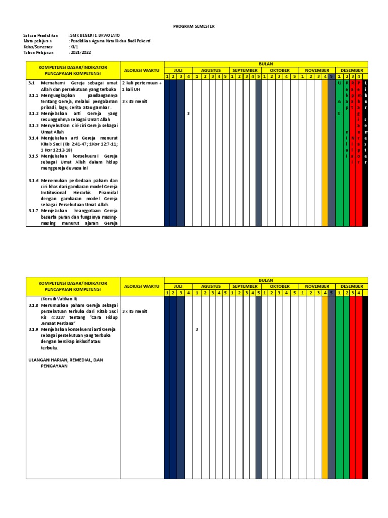 Prosem Kelas Xi Sem. Ganjil | PDF