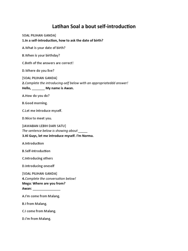 Latihan Soal Pertemuan 1 (4) Kelas 10 | PDF | Linguistics | Human ...