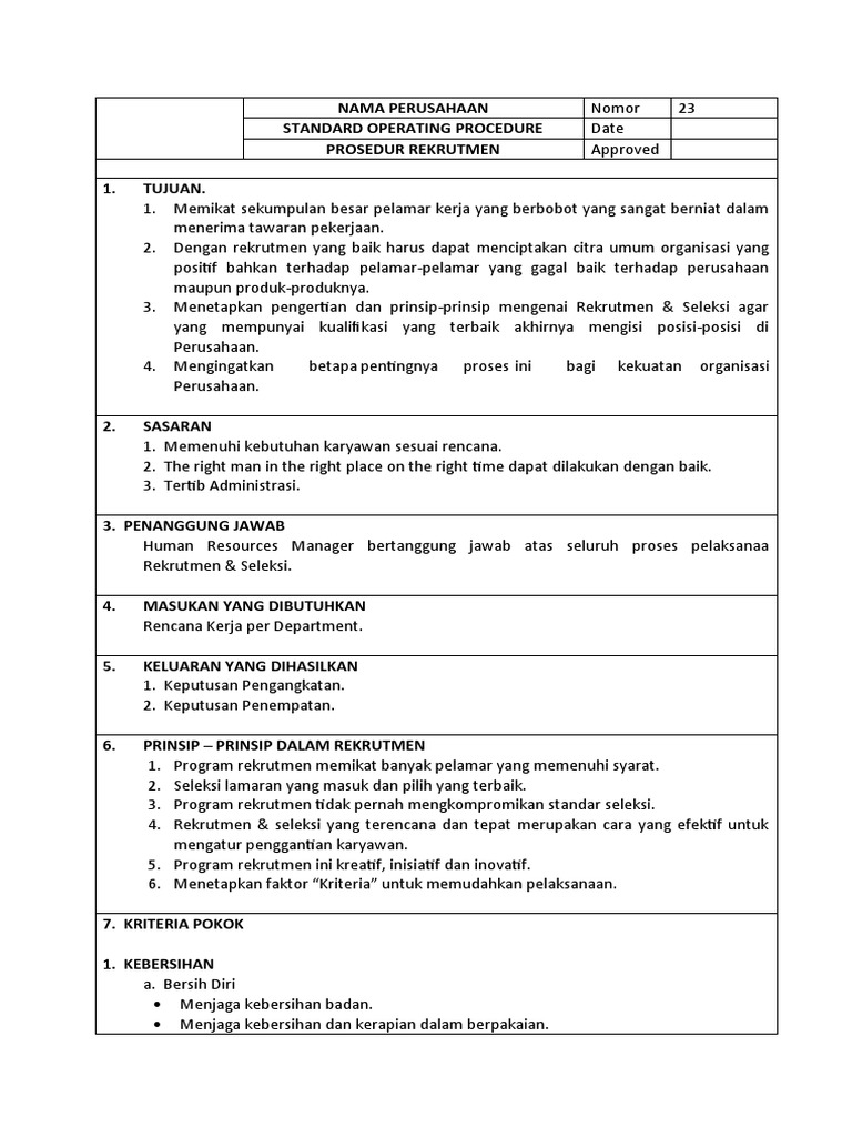 SOP Rekrutmen 1 | PDF