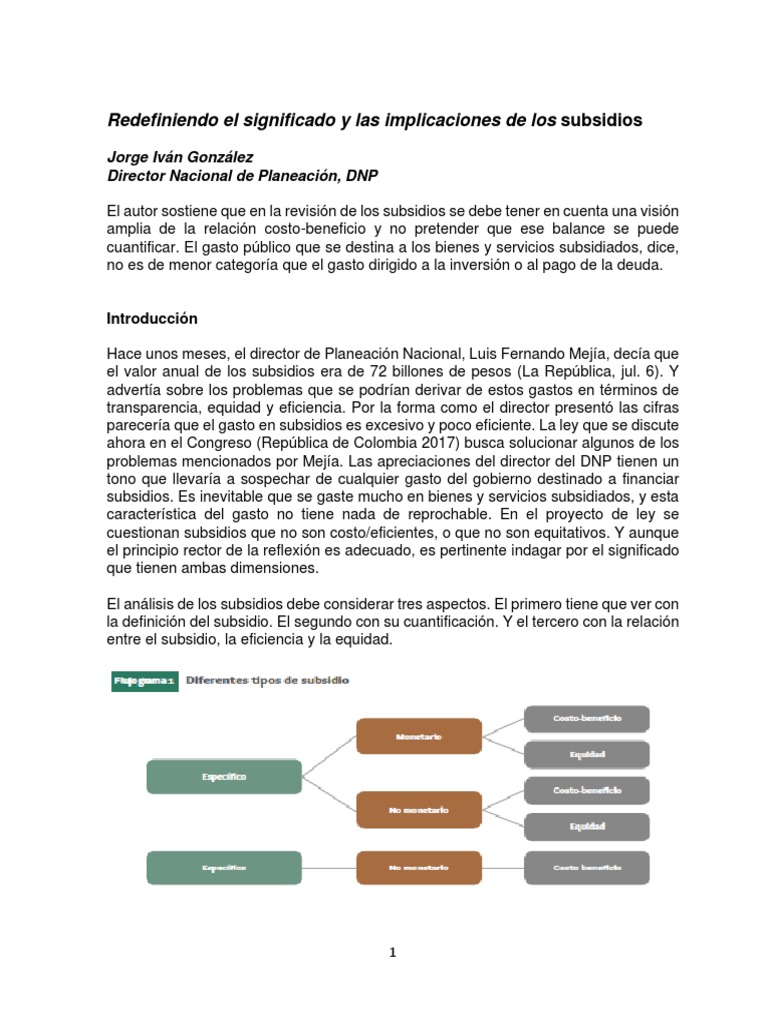 González, J.I. Redefiniendo El Significado de Los Subsidios | PDF ...