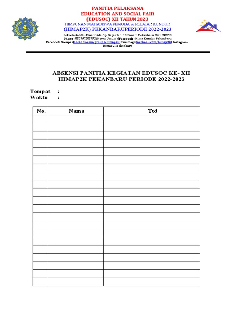 Absen Panitia Edusoc 2023 | PDF