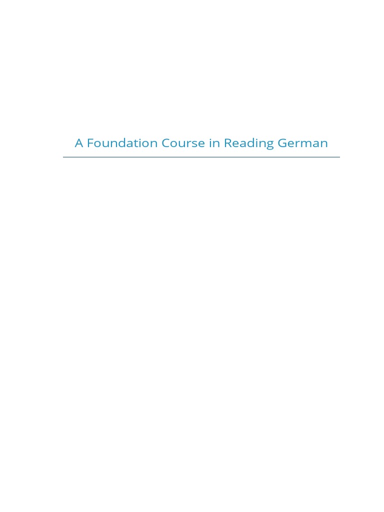 A Foundation Course in Reading German 1652727646 | PDF | Grammatical ...