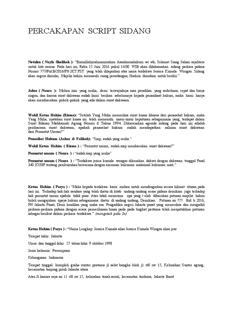 Script Persidangan | PDF