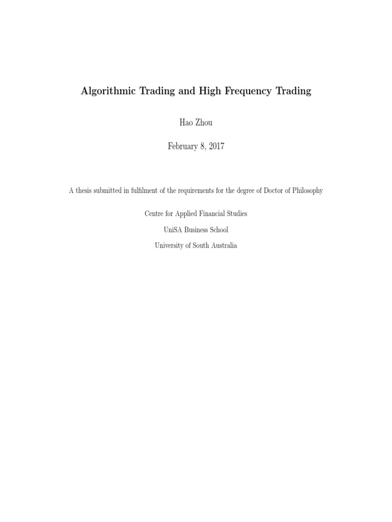 Algorithmic Trading and High Frequency Trading | PDF | High Frequency ...