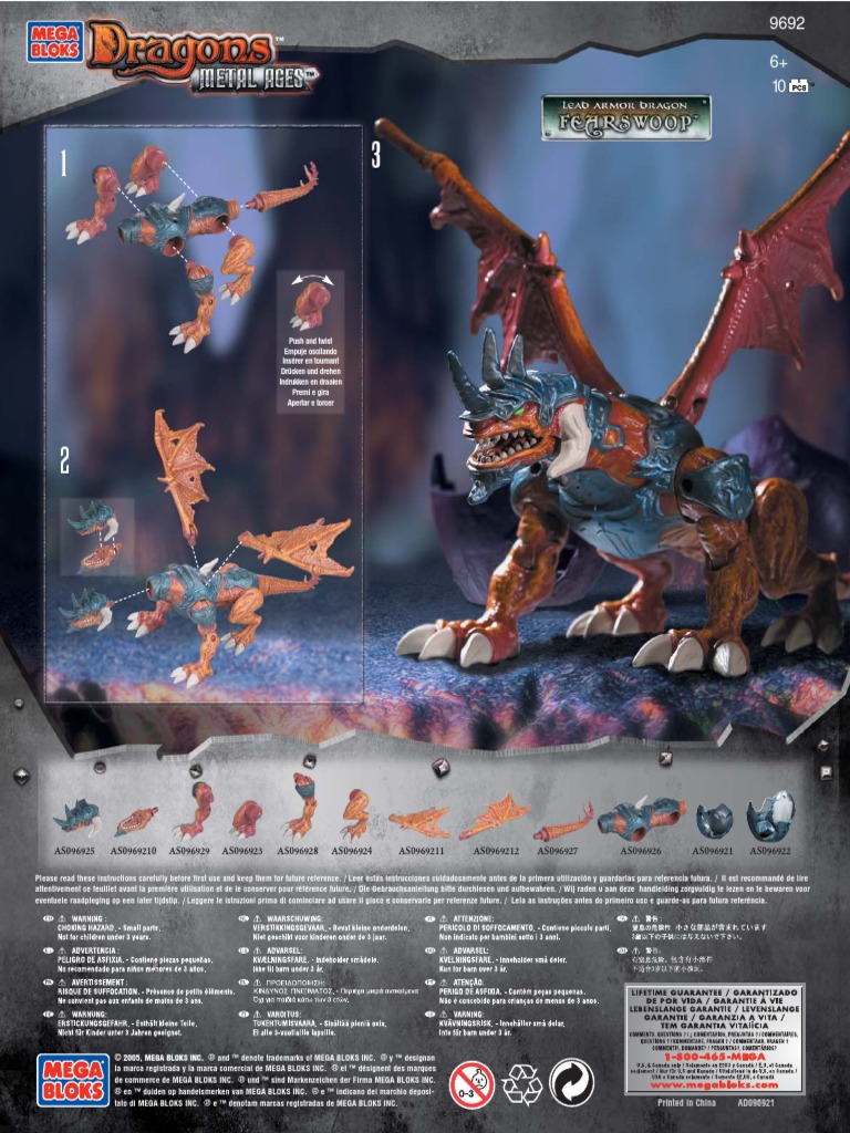 Mega Bloks - Dragons Metal Ages - 9692 - Fearswoop Lead Armor Dragon | PDF