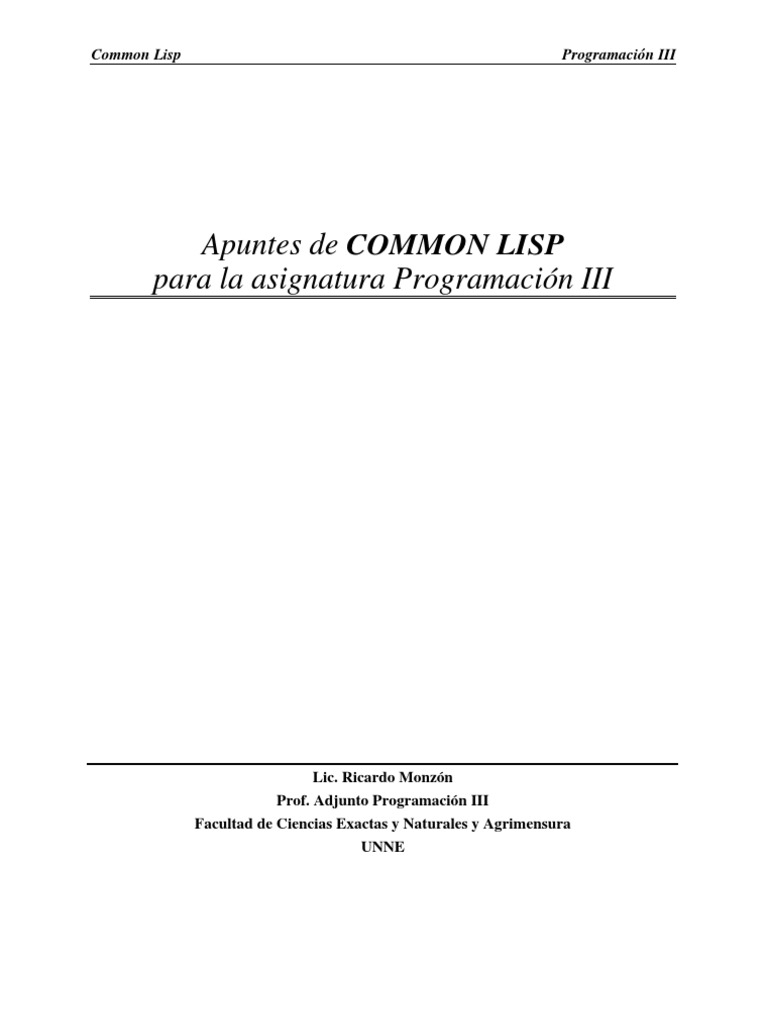 Apunte Lisp 2009 | PDF | Lenguaje de programación | Función (Matemáticas)