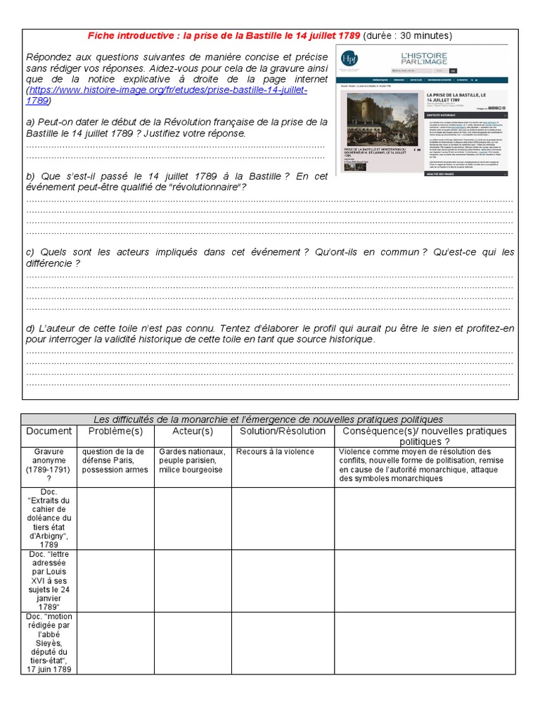Chap 1 - Fiches Activites | PDF | Révolution française | Règne de la ...