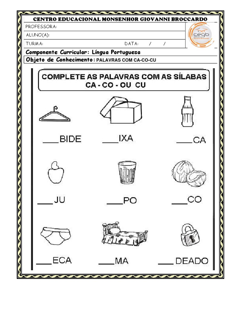 Palavras Com Ca-Co-Cu | PDF