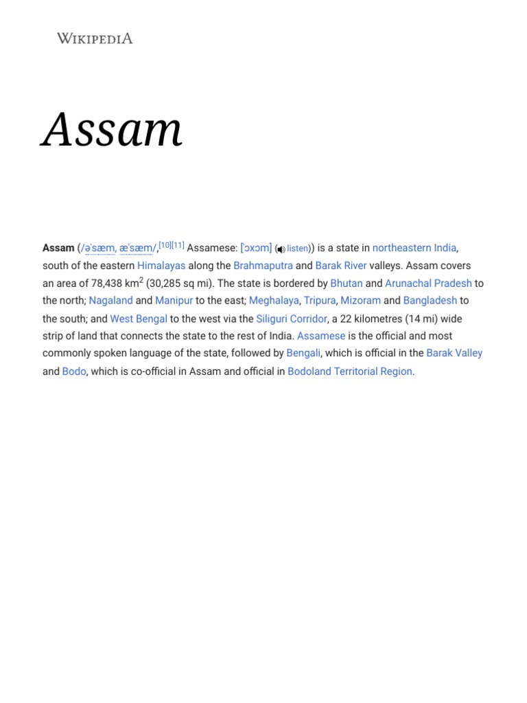 Assam - Wikipedia | PDF