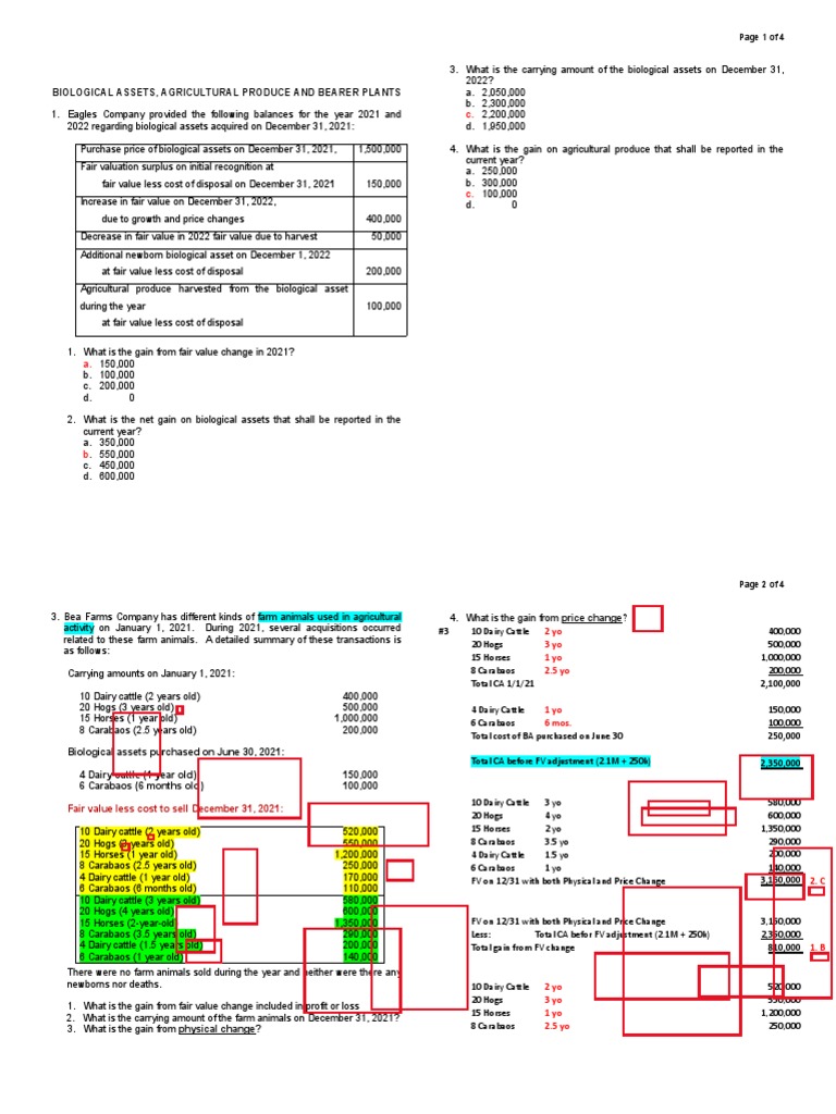 Biological Assets July 10 W Solution | PDF | Fair Value | Farms