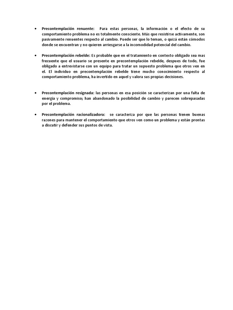 Tipos de Precontemplativos | PDF