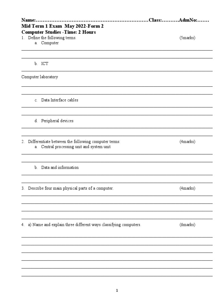 Computer Studies F2 QS | PDF | Information Technology | Computer Science