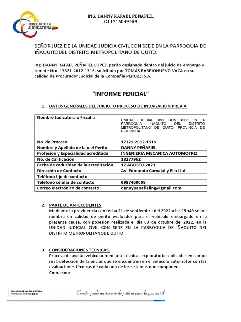 Informe Pericial Optra Pbr 7122 Pdf Transporte Tecnologías