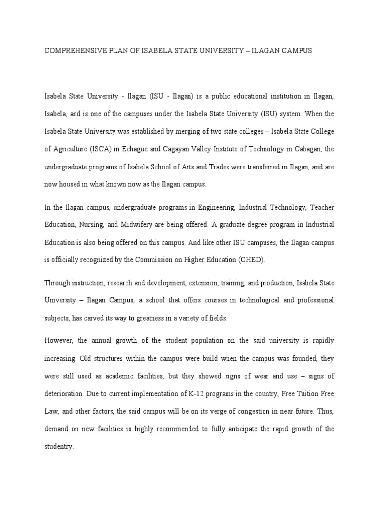 Comprehensive Plan of Isabela State University | PDF | Natural Environment