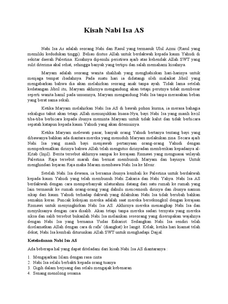 Kisah Nabi Isa AS dan Dakwahnya | PDF | Sejarah | Agama & Spiritualitas