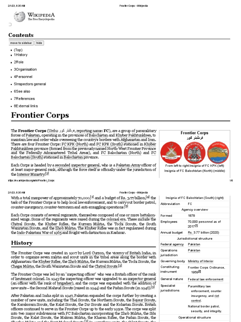 Frontier Corps | PDF | Military | Military Units And Formations