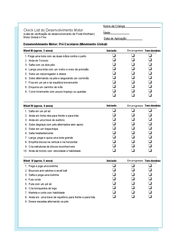 Developmental Checklist | PDF