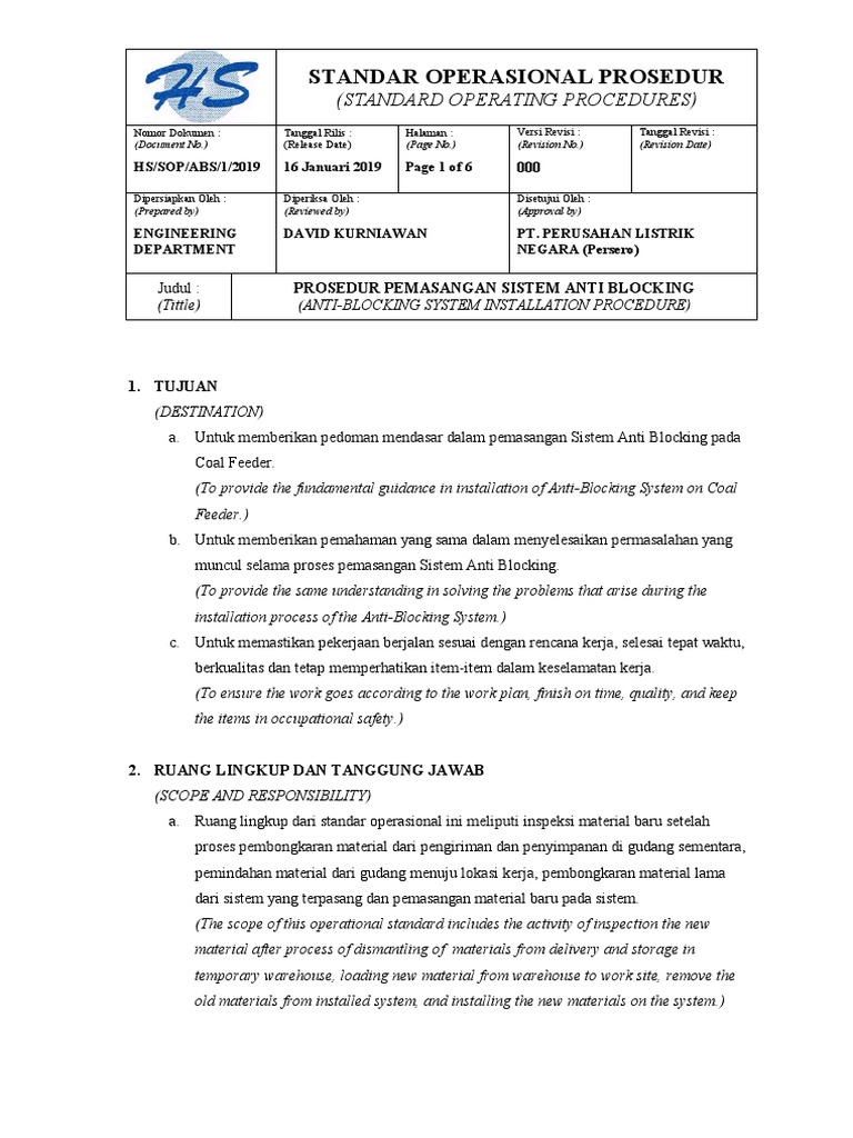 Prosedur Pemasangan Sistem Anti Blocking | PDF