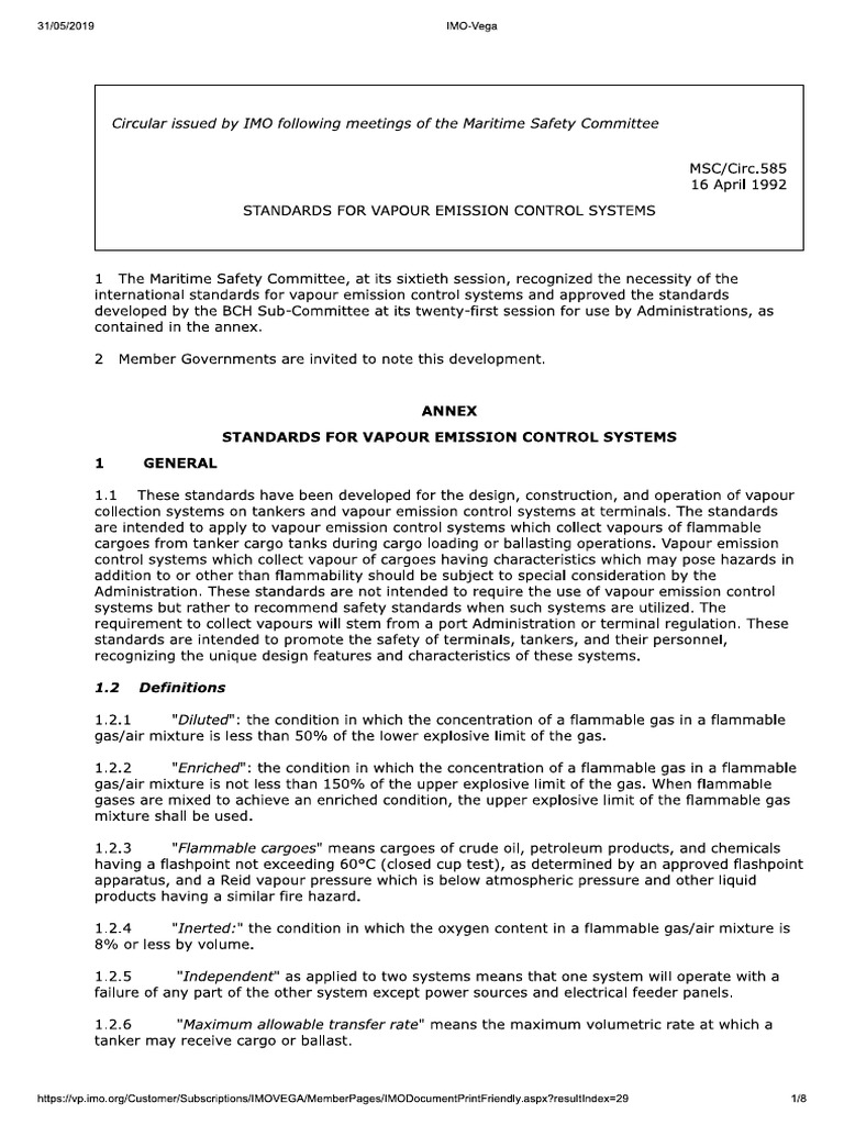 MSC Circular 585 on Vapor Regulations | PDF | Science & Mathematics ...