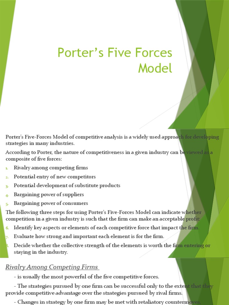 Porters Five Force Model | PDF | Supply Chain | Economies