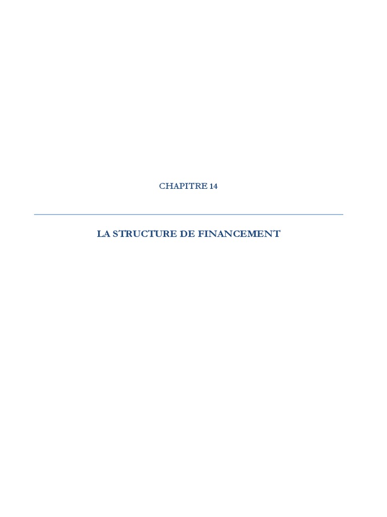 Structure de financement en finance d'entreprise | PDF | Capitaux ...