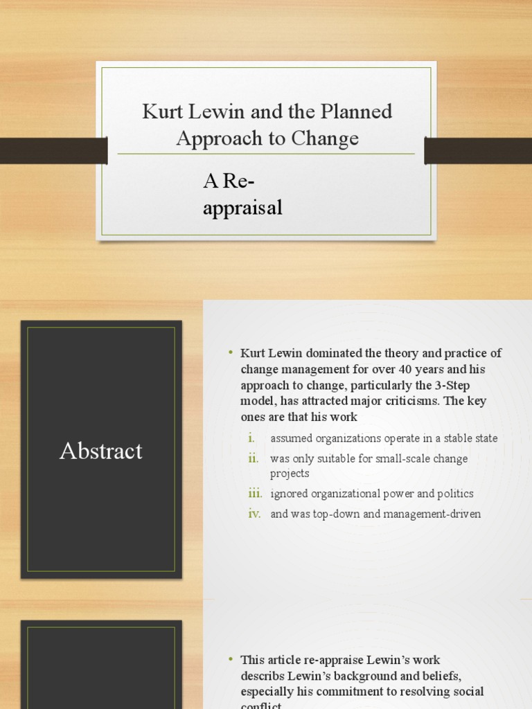 Reappraising Lewin's Change Model | PDF | Organization Development ...