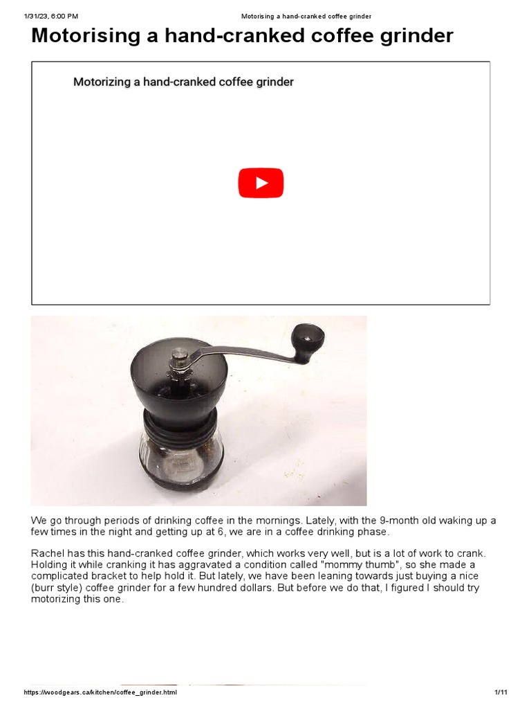 Motorizing a Hand-Cranked Coffee Grinder: A DIY Project to Automate ...
