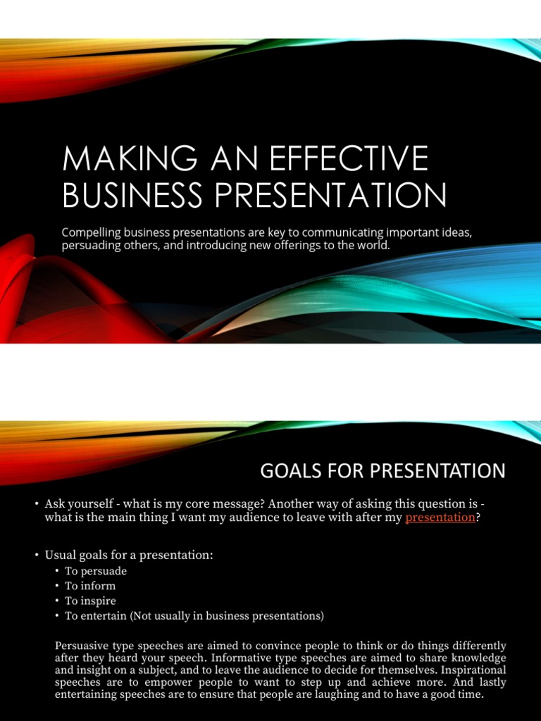 Essentials for Effective Business Presentations | PDF | Public Speaking ...