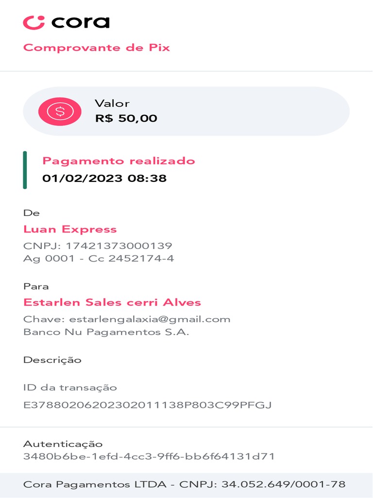 Comprovante Pagamento Pix E37880206202302011138P803C99PFGJ | PDF