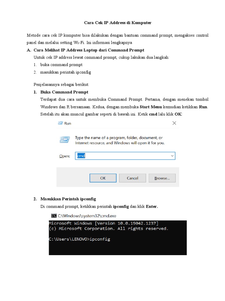 Cara Cek IP Address Di Komputer | PDF