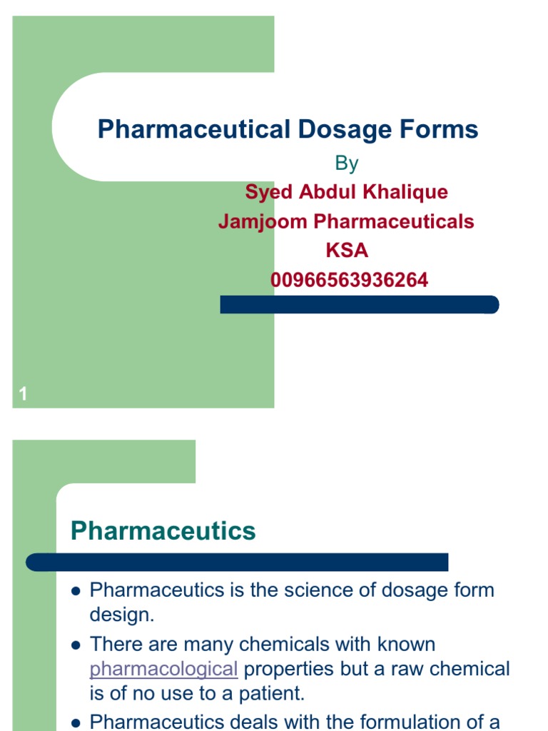 1- Pharmaceutical Dosage Forms | Medical Prescription | Controlled ...