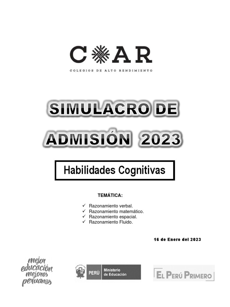 1er Simulacro Coar 2023 Oficial | PDF