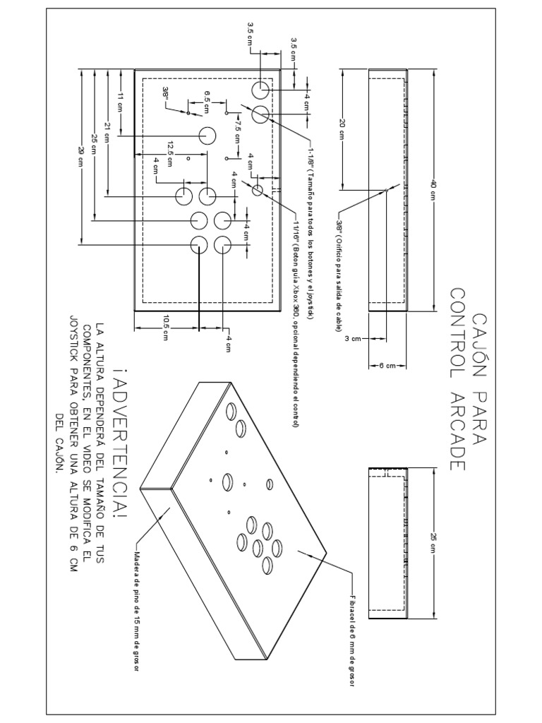 Dimensiones Del Cajón para El Control Arcade | PDF