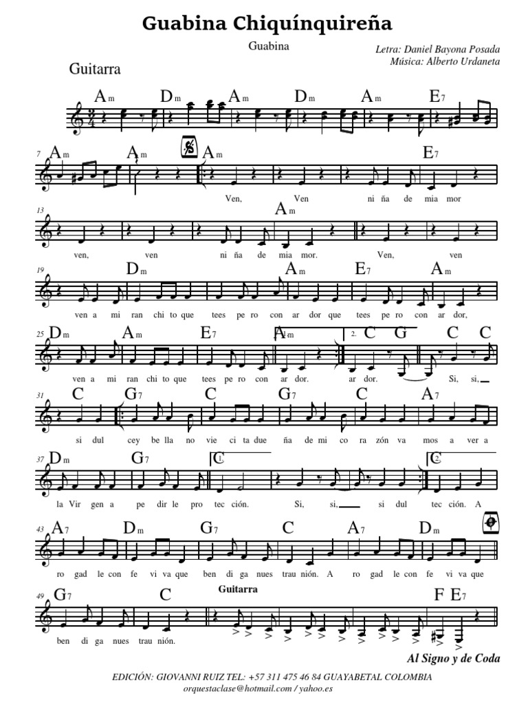 Guabina - Guabina Chiquínquireña - 012 Guitarra | PDF