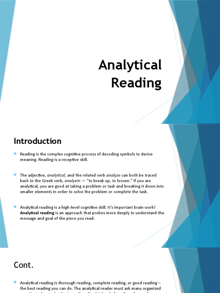 Analytical Reading | PDF | Understanding | Speed Reading