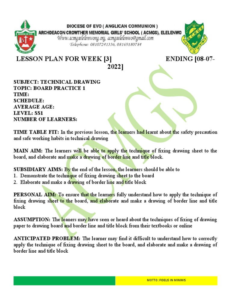 Ss1 Technical Drawing Lesson Plan Week 3 | PDF | Drawing | Technical ... Ss1 Technical Drawing Lesson Plan Week 3 | PDF | Drawing | Technical ...
