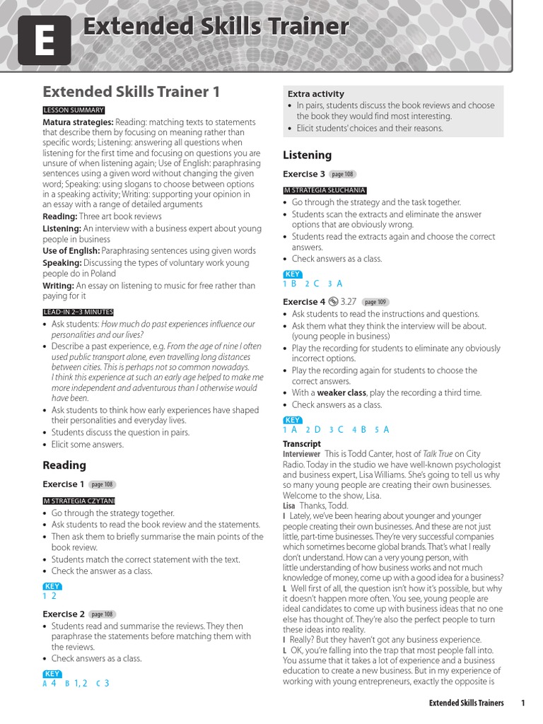 12 Extended Skills Trainer Teacher's Guide | PDF | Reading ...