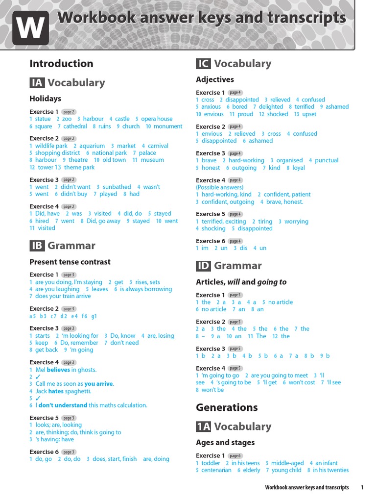 14 Workbook Answer Keys and Transcripts | PDF
