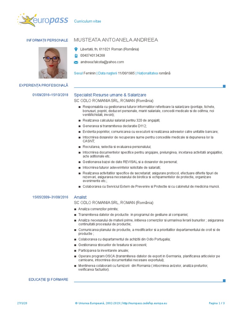 CV Musteata Andreea | PDF