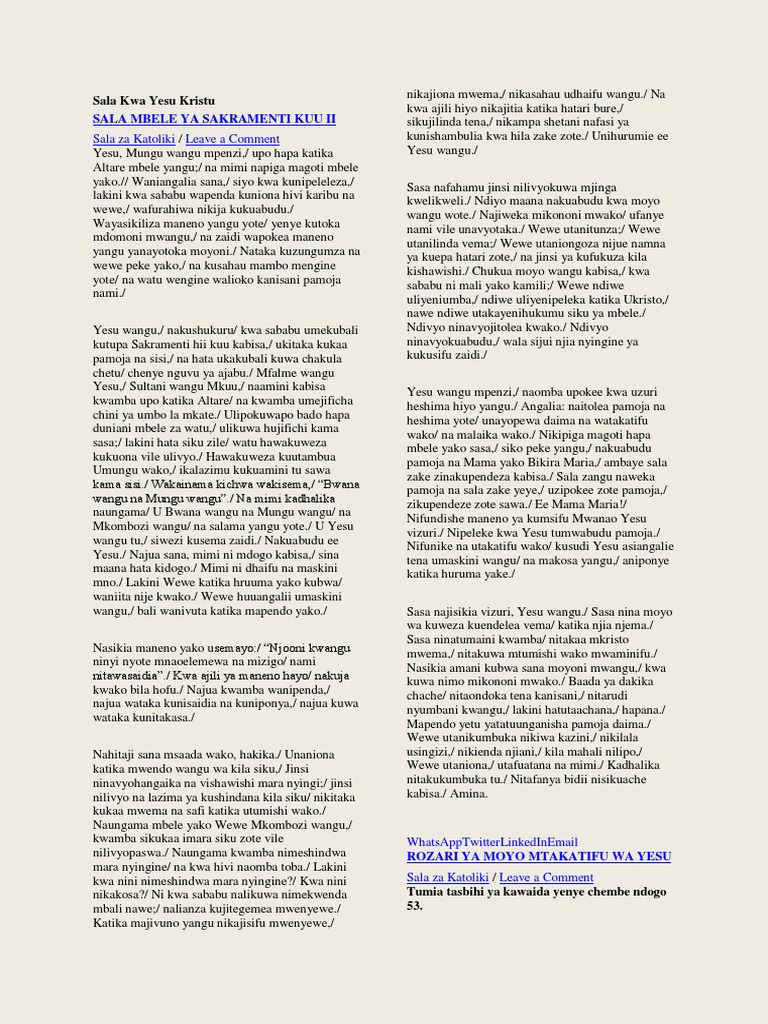 Sala Kwa Yesu Kristu | PDF