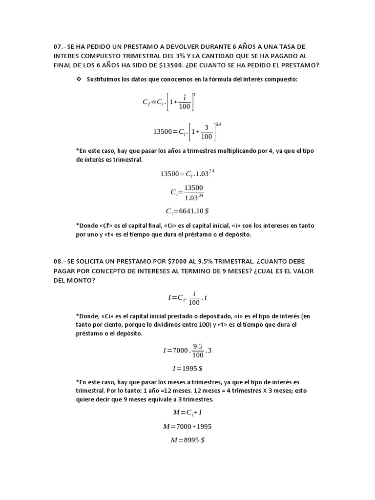 Ejercicio - 7 8 9 | PDF | Interés | Economía política