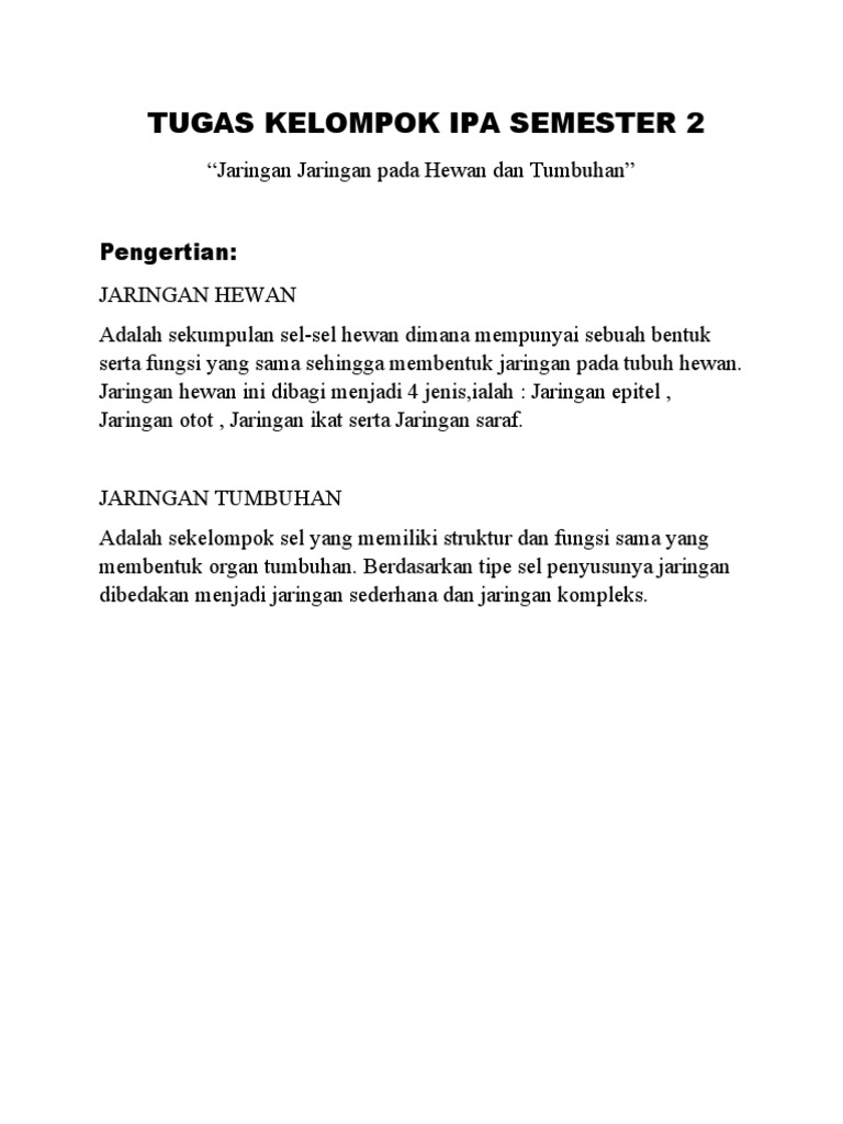 Tugas Kelompok Ipa Semester 2 | PDF
